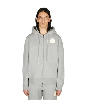Moncler Logo-patch Zip-up Hoodie - Grey