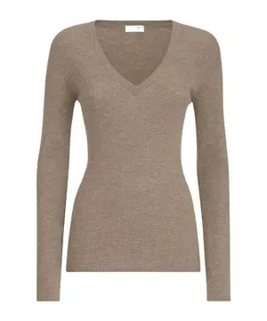 Brunello Cucinelli Brunello Cucinelli Sparkling Cashmere Ribbed V-Neck Sweater Rope