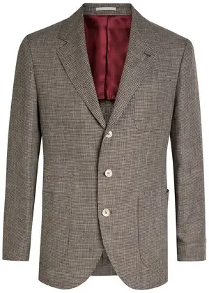 Brunello Cucinelli Houndstooth Linen Blazer
