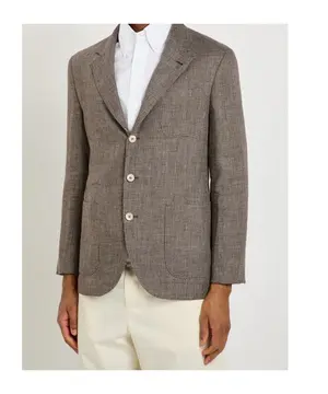 Brunello Cucinelli Houndstooth Linen Blazer