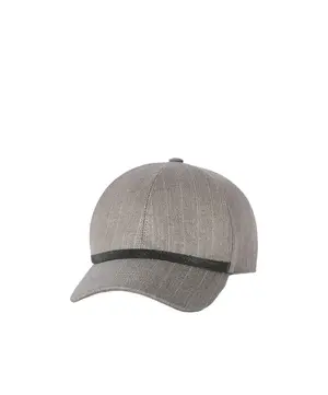 Brunello Cucinelli Sparkling Virgin-wool Pinstripe Baseball Cap With Shiny Band - Gray