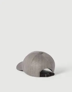 Brunello Cucinelli Sparkling Virgin-wool Pinstripe Baseball Cap With Shiny Band