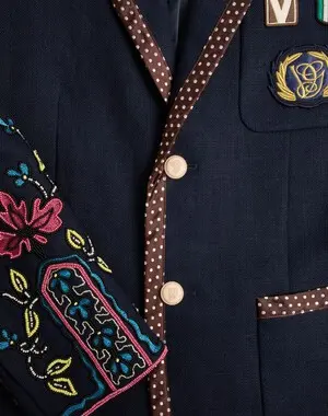 Valentino Garavani Embellished Lapel Long-sleeved Suit Jacket