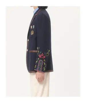 Valentino Garavani Embellished Lapel Long-sleeved Suit Jacket