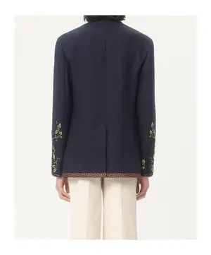 Valentino Garavani Embellished Lapel Long-sleeved Suit Jacket