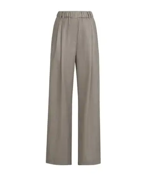 Brunello Cucinelli Virgin Wool Pinstripe Trousers With Monili - Gray