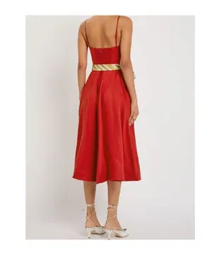 Zimmermann Rebellion Belted Linen Midi Dress