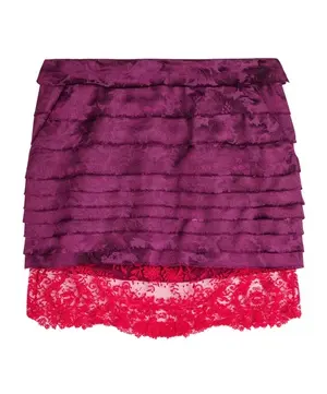 Saint Laurent Tiered Floral-jacquard Woven Mini Skirt - Red