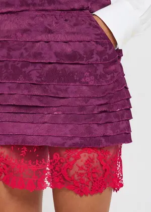 Saint Laurent Tiered Floral-jacquard Woven Mini Skirt
