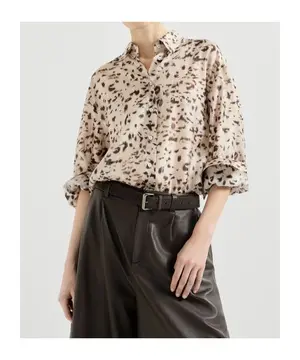 Brunello Cucinelli Lynx-print Monili-embellished Shirt