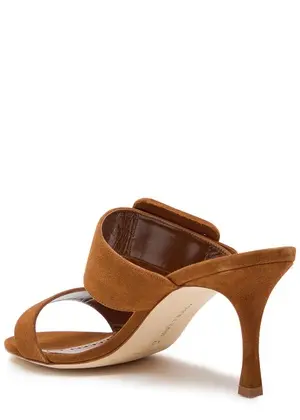 Manolo Blahnik Gable Suede Mules With Buckle Embellishment