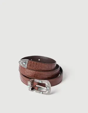 Brunello Cucinelli Alligator Detailed Buckle And Tip Belt