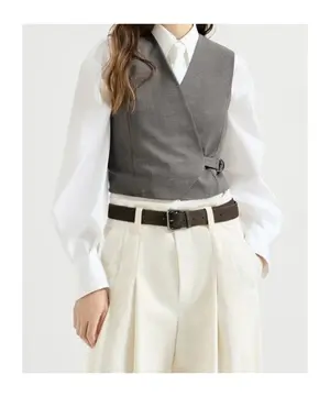 Brunello Cucinelli Tropical Luxury Wool Vest With Monili - Gray