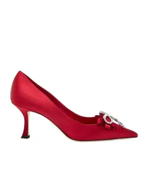 JIMMY CHOO Auria 70 Crystal-embellished Satin Pumps - Red