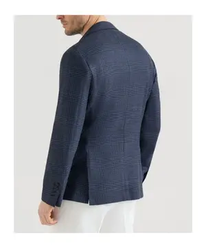 Brunello Cucinelli Wool, Silk And Linen Prince Of Wales Deconstructed Blazer - Denim