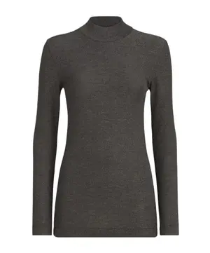 BRUNELLO CUCINELLI Sparkling Virgin-wool Mock-neck Long-sleeve T-shirt With Monili