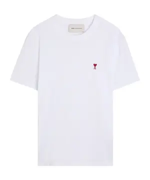 AMI Paris Logo-embroidered Cotton T-shirt - White