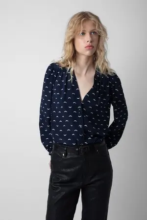 Zadig&Voltaire Printed V-neck Long Sleeve Shirt