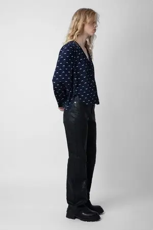 Zadig&Voltaire Printed V-neck Long Sleeve Shirt