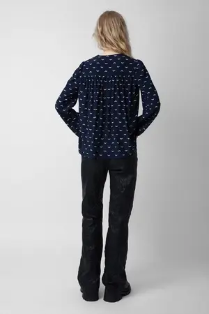 Zadig&Voltaire Printed V-neck Long Sleeve Shirt