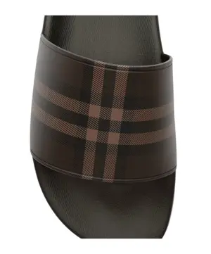 Burberry Check Slides - Dark Brown