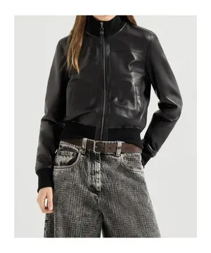 Brunello Cucinelli Nappa-leather Outerwear Jacket With Monili