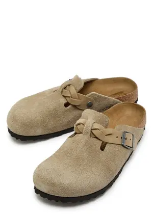 BIRKENSTOCK Boston Braided Brushed Suede Clogs
