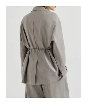 Brunello Cucinelli Sparkling Virgin-wool Pinstripe Blazer With Monili