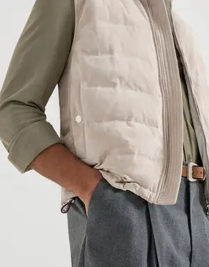 Brunello Cucinelli Suede Down Vest With Packable Hood