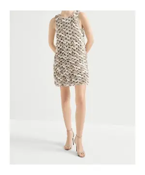 Brunello Cucinelli Handmade Shell Opera Knit Mini Dress