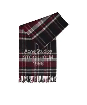 Acne Studios Logo-intarsia Checked Wool-blend Scarf - Black