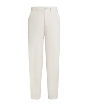 Brunello Cucinelli Brunello Cucinelli Linen Micro Chevron Trousers With Drawstrings White