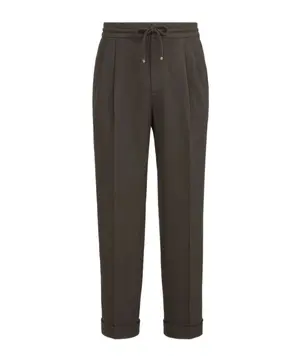 Brunello Cucinelli Garment-dyed Twisted Cotton Gabardine Trousers With Double Pleats - Brown