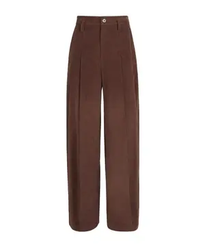 Brunello Cucinelli Stretch Cotton And Cashmere Corduroy Five-pocket Baggy Trousers With Monili - Chocolate