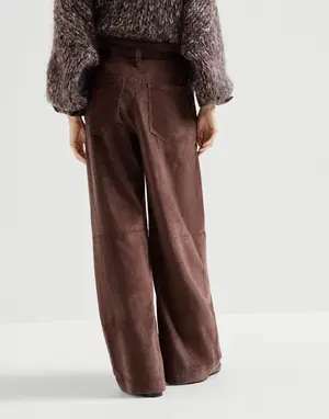 Brunello Cucinelli Stretch Cotton And Cashmere Corduroy Five-pocket Baggy Trousers With Monili - Chocolate