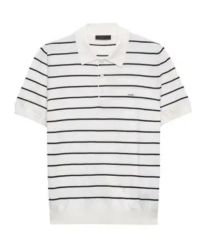 Prada Short-sleeved Striped Cotton Polo Shirt