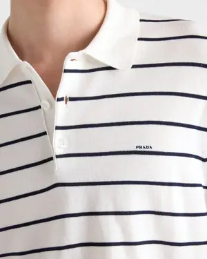 Prada Short-sleeved Striped Cotton Polo Shirt
