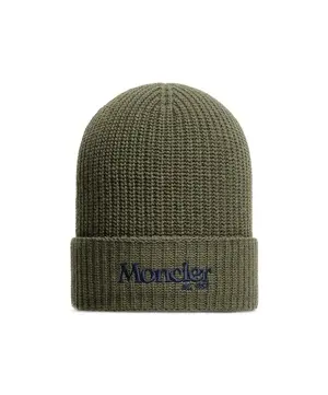 Moncler Wool Cashmere Beanie - Olive Green