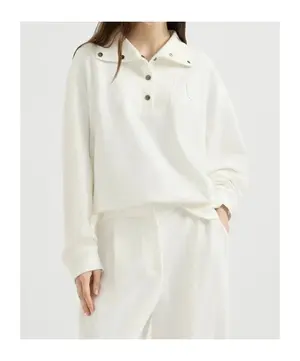 Brunello Cucinelli Cotton Smooth French Terry Sweatshirt - White