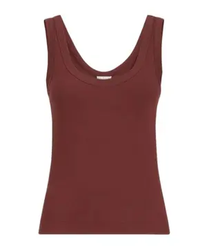 Brunello Cucinelli Ribbed Jersey Tank With Monili Detail