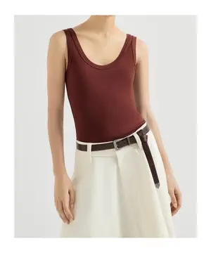 Brunello Cucinelli Ribbed Jersey Tank With Monili Detail