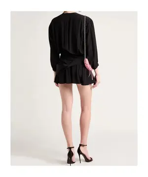Balenciaga V-neck Long Sleeve Crepe Mini Dress