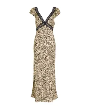 Rixo Iggy Leopard-print Crepe De Chine Midi Dress - Nude