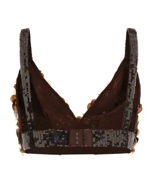 P.a.r.o.s.h Flower Embroidered Bra - Brown