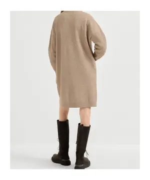 Brunello Cucinelli Virgin Wool, Cashmere And Silk Rib-knit Half-zip Dress