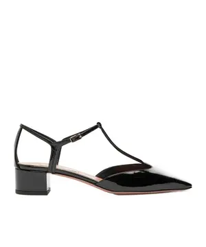 AQUAZZURA Patent Leather Pumps With Square Toe And Adjustable Ankle Strap