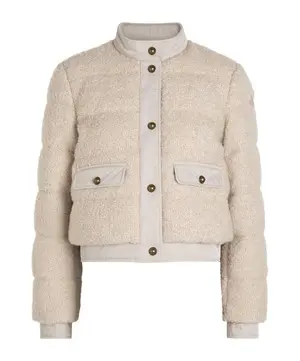 Moncler Blandy Bouclé Padded Jacket - Nude
