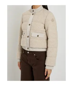 Moncler Blandy Bouclé Padded Jacket - Nude