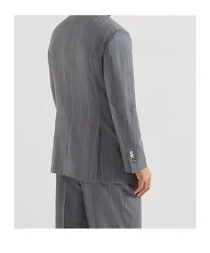 Brunello Cucinelli Virgin Wool Chalk Stripe One-and-a-half Breasted Tailor Blazer