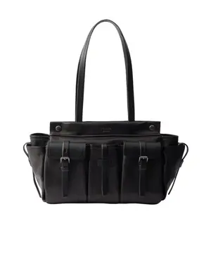 Prada Route Large Leather Tote Bag - Black